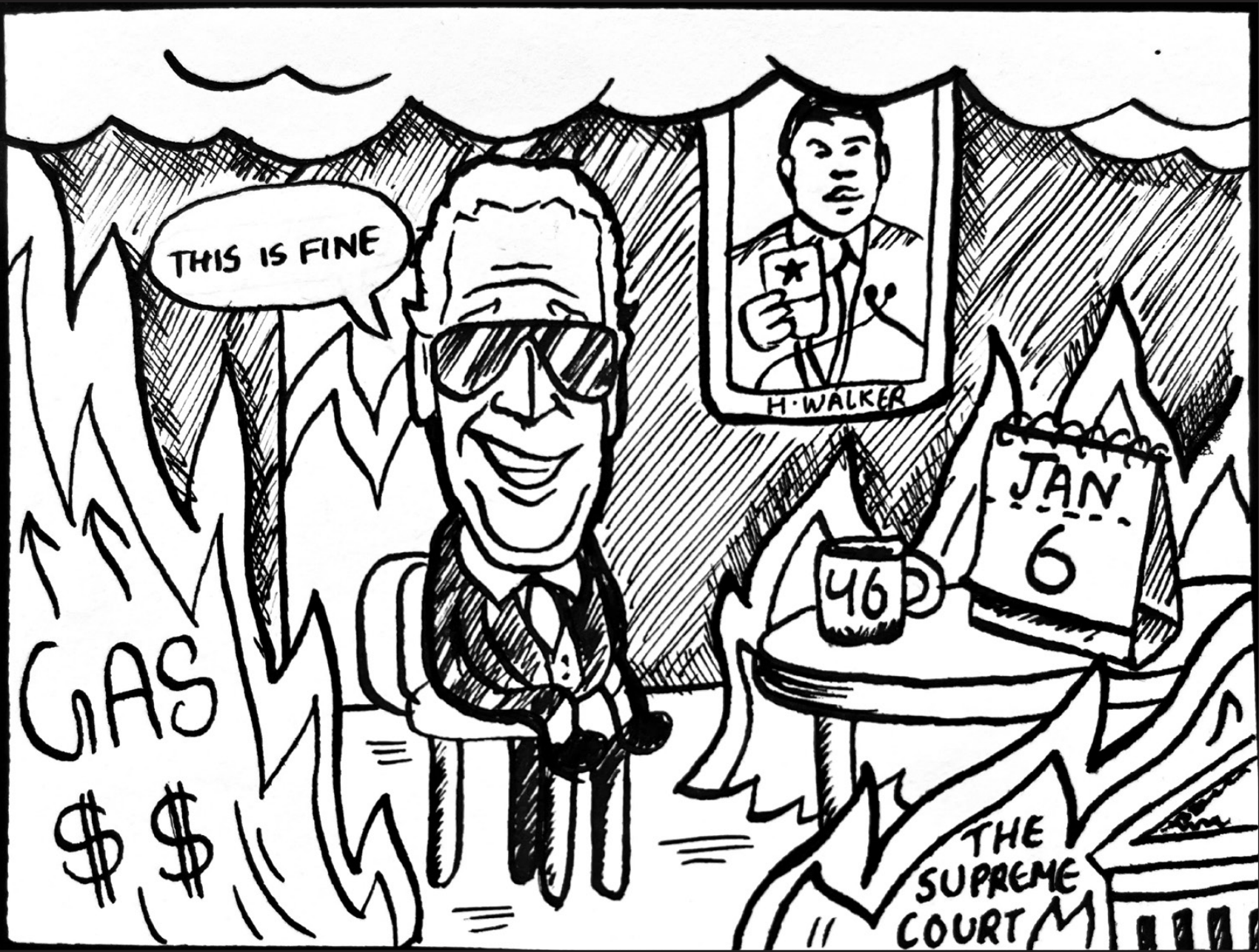 'This is fine' – Cartoon by Arman Luthra '26 - The Bachelor