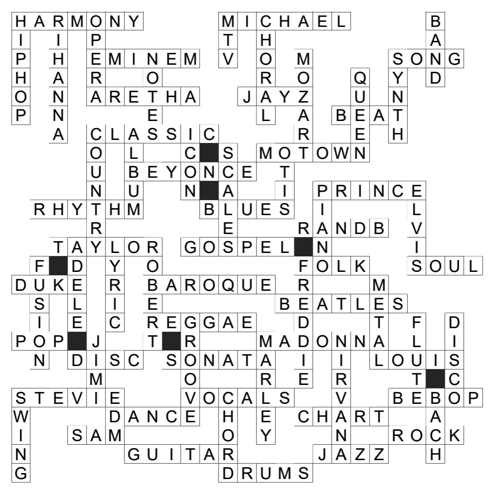 Crossword Solutions 10/24 - 'Music' - The Bachelor